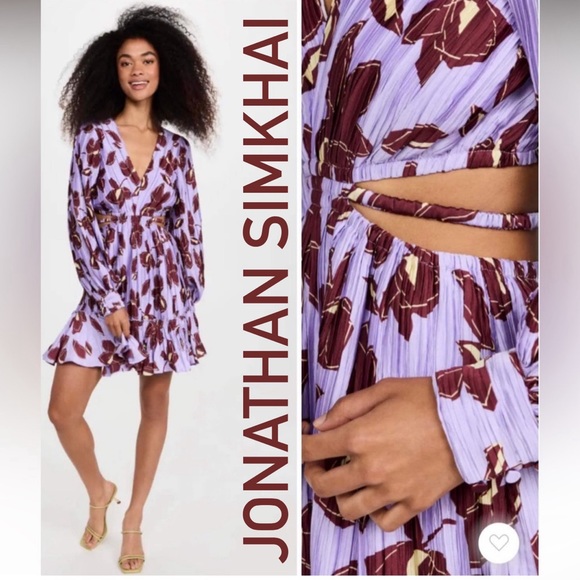 Jonathan Simkhai | Dresses | Jonathan Simkhai Londyn Lavender Floral Print Cut Out Mini Dress ...